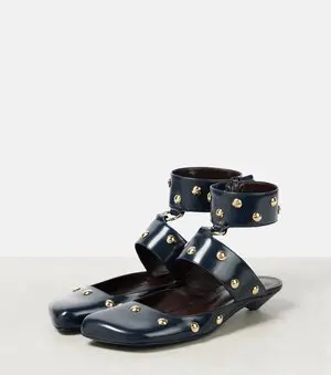 Chloé Studded Leather Ankle Strap Sandals - Blue