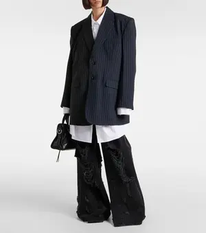 Vetements Pinstripe Wool Blazer - Blue