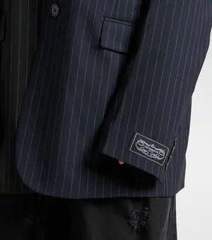 Vetements Pinstripe Wool Blazer - Blue