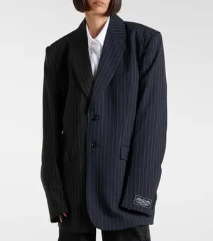 Vetements Pinstripe Wool Blazer - Blue