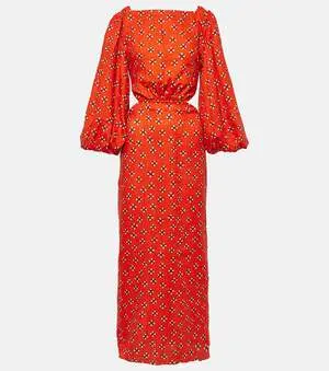 Johanna Ortiz Printed Linen Midi Dress
