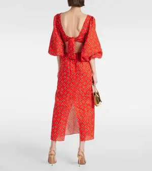 Johanna Ortiz Printed Linen Midi Dress