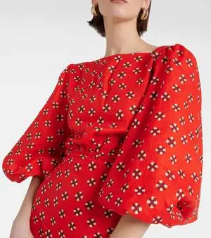 Johanna Ortiz Printed Linen Midi Dress