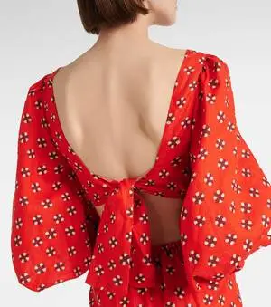 Johanna Ortiz Printed Linen Midi Dress