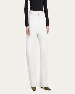 Bottega Veneta Napa Leather Rounded Leg Trousers