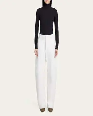 Bottega Veneta Napa Leather Rounded Leg Trousers
