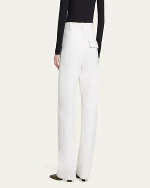 Bottega Veneta Napa Leather Rounded Leg Trousers