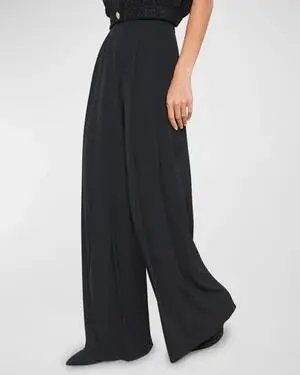 L & APOS;AGENCE L'agence Nova Mid-rise Wide-leg Pants - Black