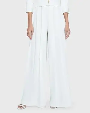 L & APOS;AGENCE L'Agence Nova Mid-Rise Wide-Leg Pants Ivory