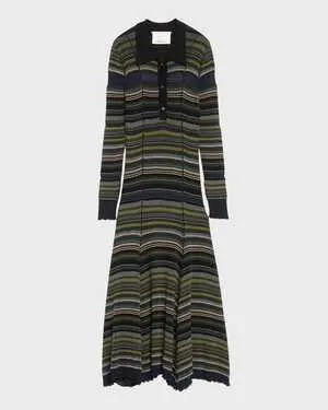 3.1 Phillip Lim 3.1 Phillip Lim Reversible Striped Maxi Dress - Black Multi
