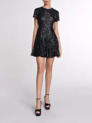 Maje Short Sequin Dress - Black