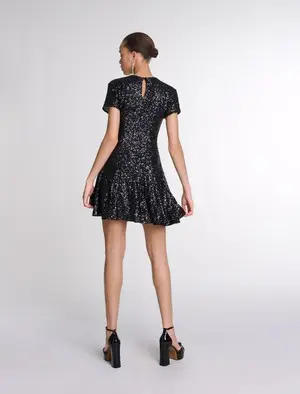 Maje Short Sequin Dress - Black