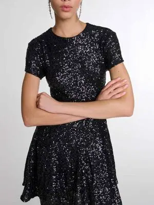 Maje Short Sequin Dress - Black