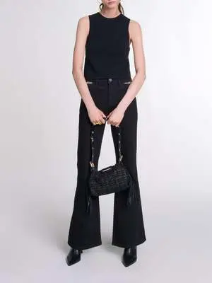Maje Viscose Knit Crop Top