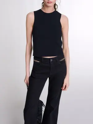 Maje Viscose Knit Crop Top