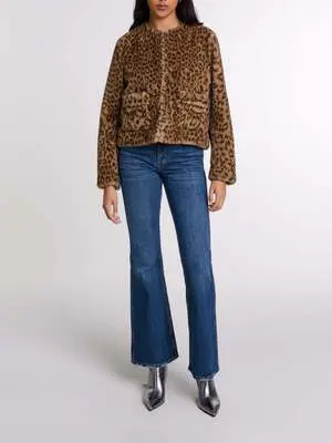 Maje Cropped Faux Fur Jacket - Leopard Print