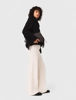 Maje Curly Cropped Jacket With Textured Cuffs