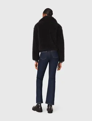 Maje Curly Cropped Coat - Anthracite Grey