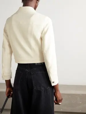Theory Shrunken Trucker Cropped Crepe Jacket