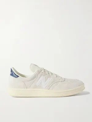NEW BALANCE T500 Leather-trimmed Suede And Nubuck Sneakers - Neutrals
