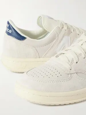 NEW BALANCE T500 Leather-trimmed Suede And Nubuck Sneakers - Neutrals