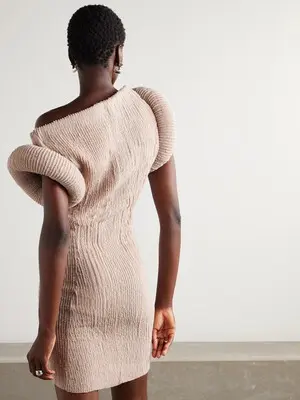 Acne Studios Frayed Ribbed Bouclé Mini Dress