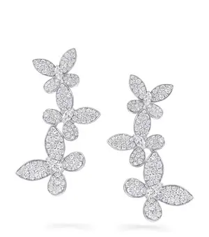 Graff Gold And Diamond Butterfly Drop Earrings - White