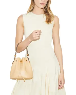 Tory Burch T Monogram Leather Bucket Bag - Biscotti