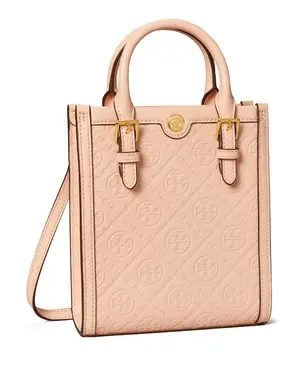 Tory Burch T Monogram Leather Mini N/s Tote - Blush