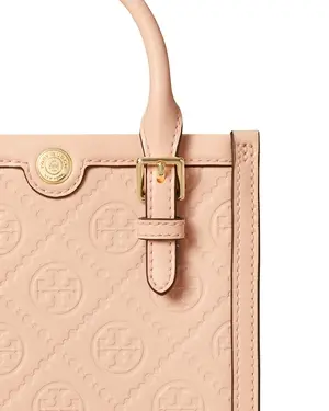 Tory Burch T Monogram Leather Mini N/s Tote - Blush