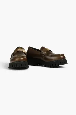 Maje Embellished Leather Platform Loafers