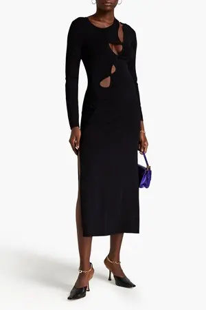 Maje Cutout Knitted Midi Dress