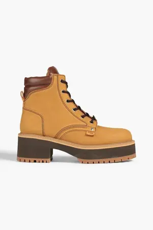 Maje Nubuck Combat Boots - Camel