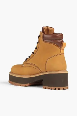 Maje Nubuck Combat Boots - Camel