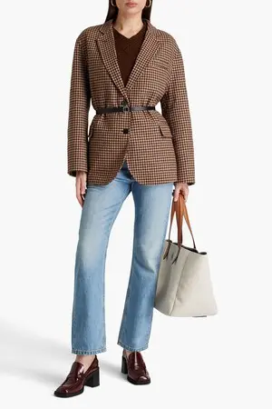 Maje Belted Houndstooth Blazer