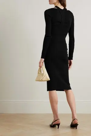 CAES Cutout Layered Ribbed Knit Midi Dress