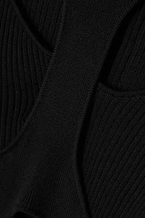 CAES Cutout Layered Ribbed Knit Midi Dress