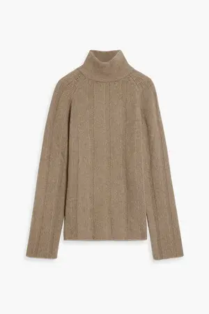 Loulou De Saison Donna Ribbed Cashmere-Blend Turtleneck Sweater - Light Brown