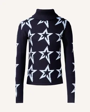 Perfect Moment Star Dust Merino Wool Sweater - Navy