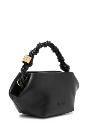 GANNI Bou Mini Leather Top Handle Bag - Black