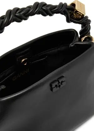 GANNI Bou Mini Leather Top Handle Bag - Black