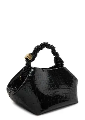 GANNI Small Crocodile-effect Leather Top Handle Bag