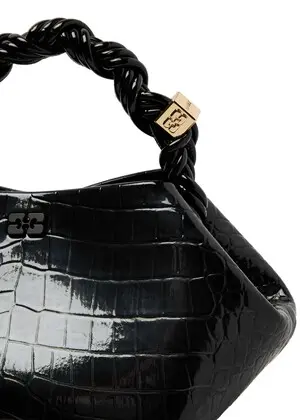 GANNI Small Crocodile-effect Leather Top Handle Bag