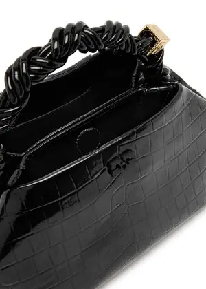 GANNI Small Crocodile-effect Leather Top Handle Bag