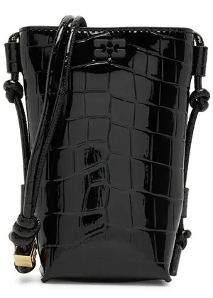 GANNI Crocodile-effect Leather Cross-body Bag