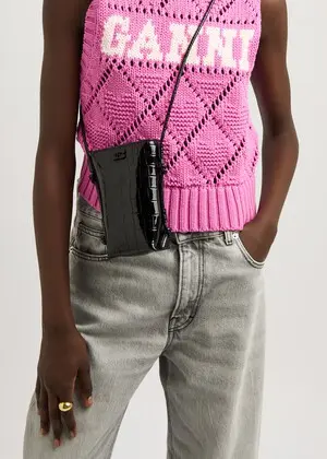 GANNI Crocodile-effect Leather Cross-body Bag