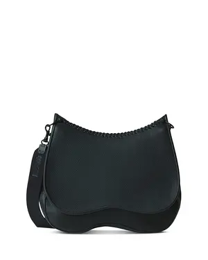 Callista Grained Leather Saddle Bag - Black