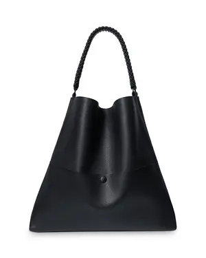 Callista Slim Grained Leather Tote - Black