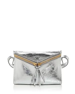 Mcm Diamant 3d Leather Shoulder Bag - Silver