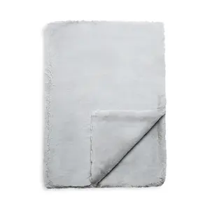 Aqua Big Rabbit Double Sided Faux Fur Throw Blanket - Exclusive Cool Grey
